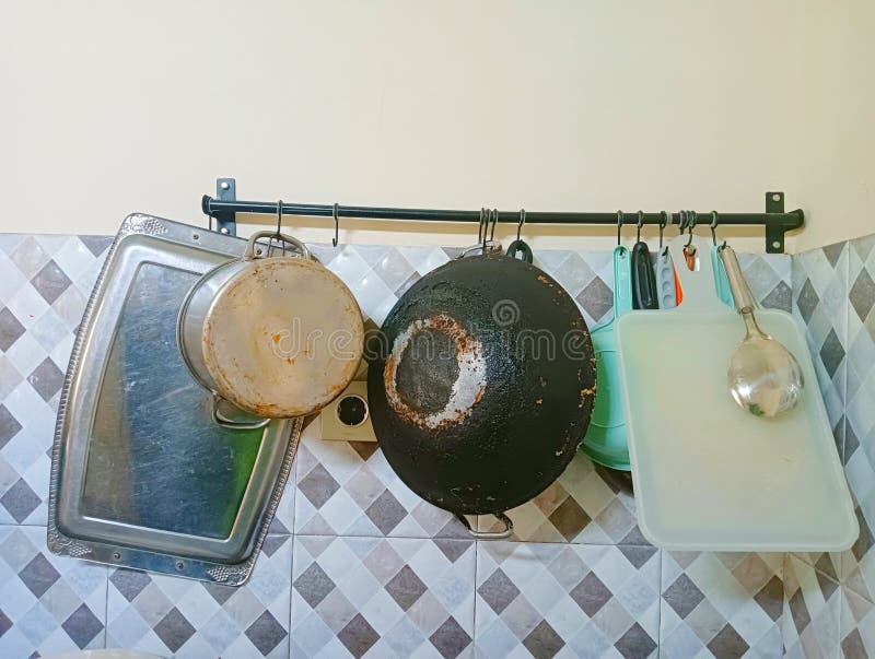 Wall-Mounted Cooking Utensil Hanger Stock Image - Image of essential ...