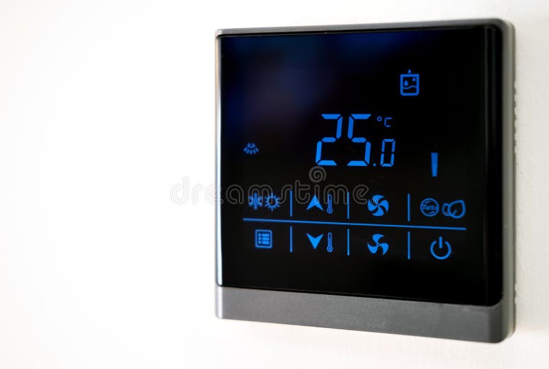 Wall Mounted Digital Display of Air Conditioning System Stock Image ...