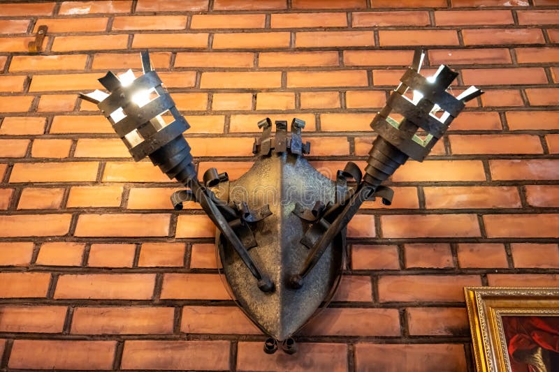 Wall Mounted Double Wrought Iron Chandelier Rustic Medieval Style ...