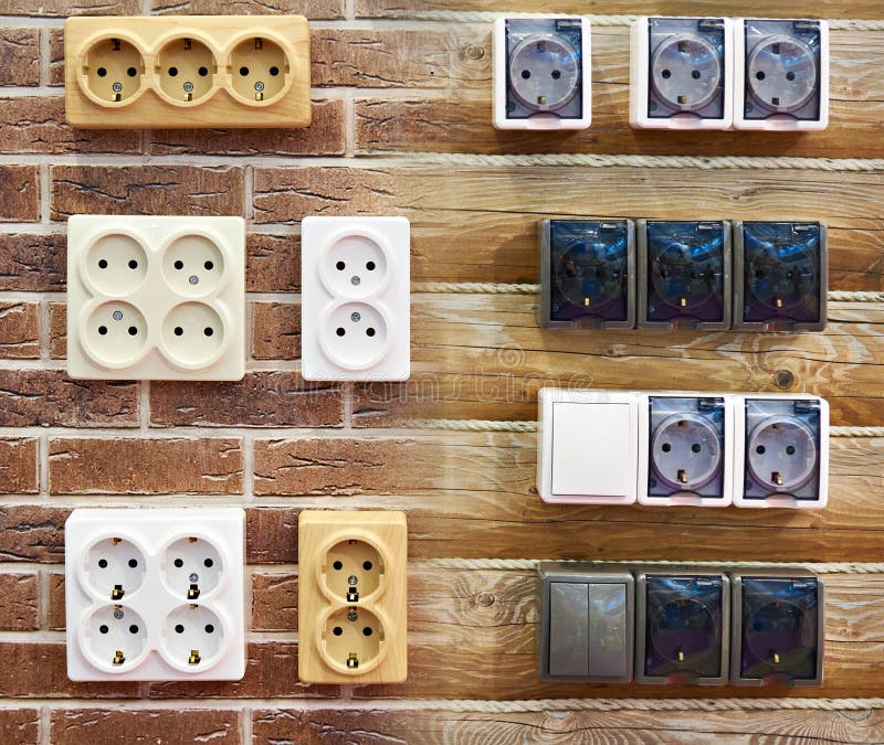 Wall Mounted Electrical Outlets for Indoors Stock Image - Image of ...