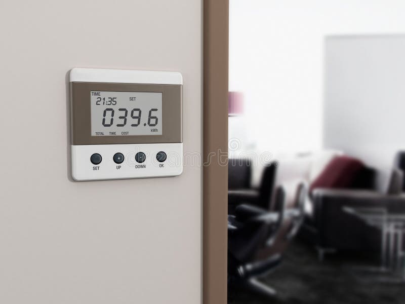 Wall Mounted Energy Meter beside the Room Entrance Stock Illustration ...