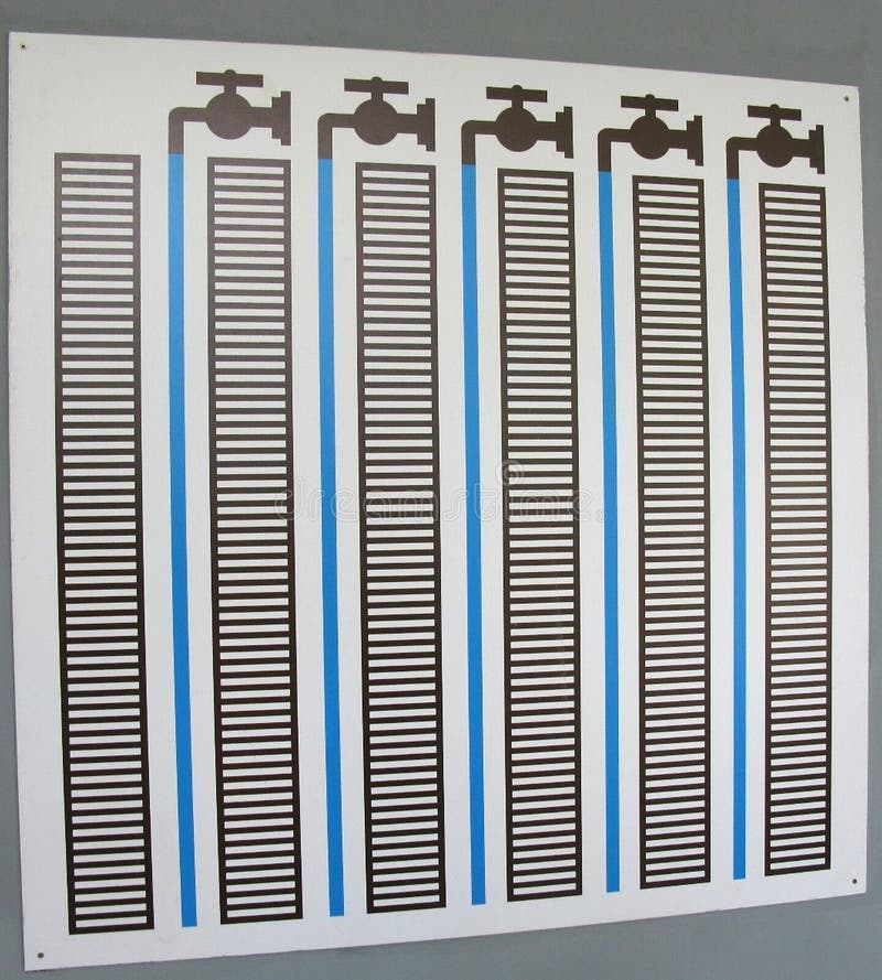 Wall Mounted Faucet Art Installation with Blue Lines and Grid Patterns ...