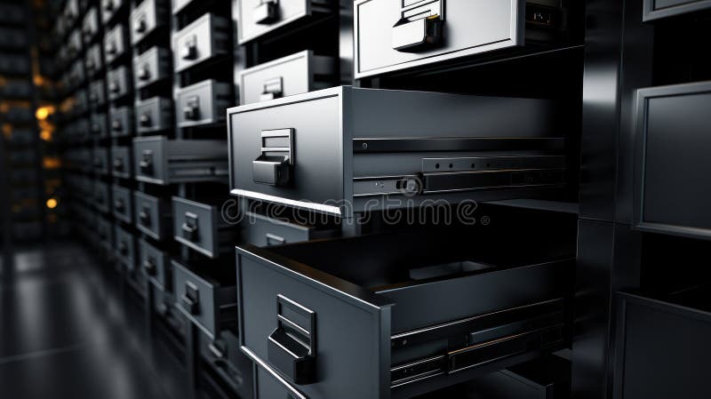 Wall Mounted Filing Cabinets, a Drawer with Files Inside is Open ...