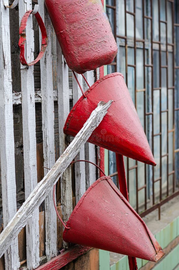 Wall Mounted Fire Shield with Fire Fighting Tools. Stock Photo - Image ...