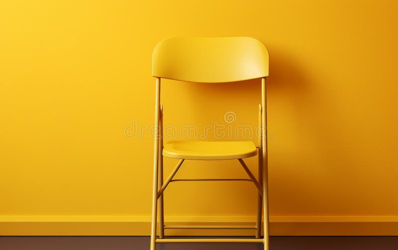 Wall-Mounted Folding Chair with a Yellow Background Stock Illustration ...