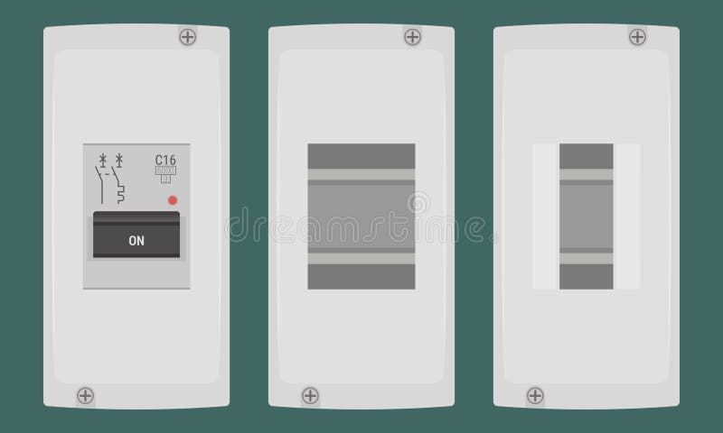 Set of Wall Mounted Fuse Boxes Stock Vector - Illustration of breaker ...