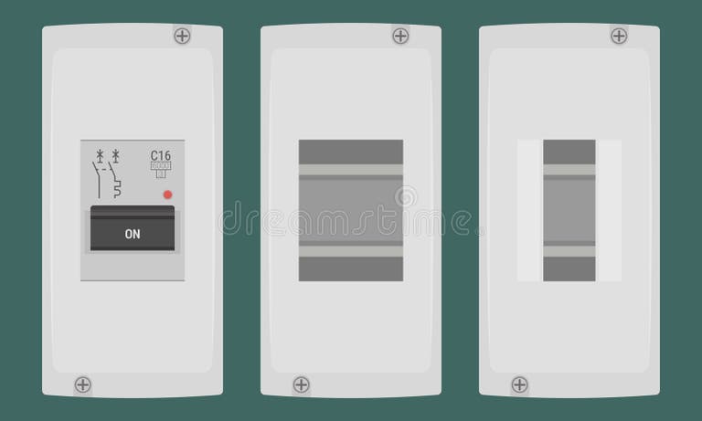 Set of Wall Mounted Fuse Boxes Stock Vector - Illustration of breaker ...