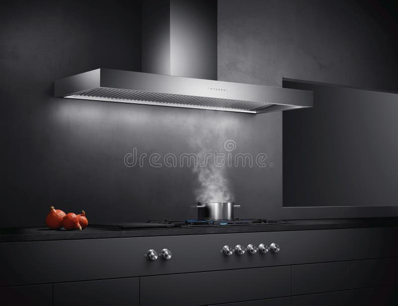 Wall Mounted Hood in a Modern Kitchen Stock Image - Image of extractor ...