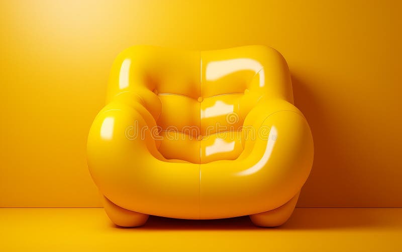 Wall-Mounted Inflatable Chair in Vibrant Yellow Setting Stock ...