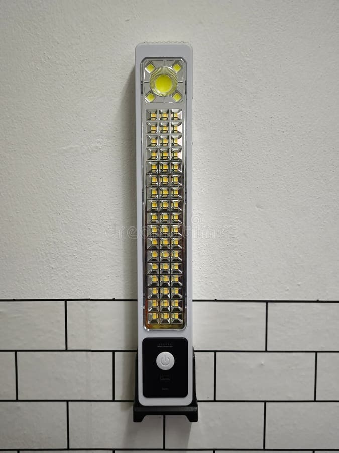 Wall-Mounted LED Emergency Light with Power Button and USB Port Stock ...
