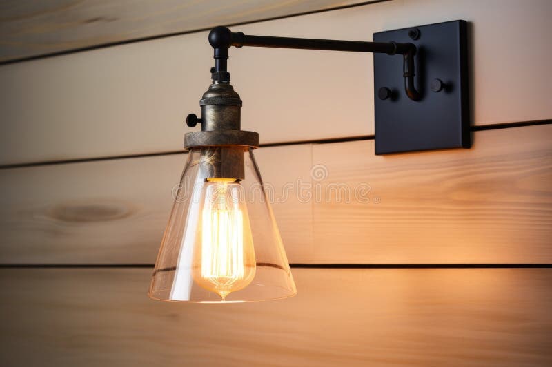 Wall-mounted Light Fixture with a Smart Bulb Stock Illustration ...