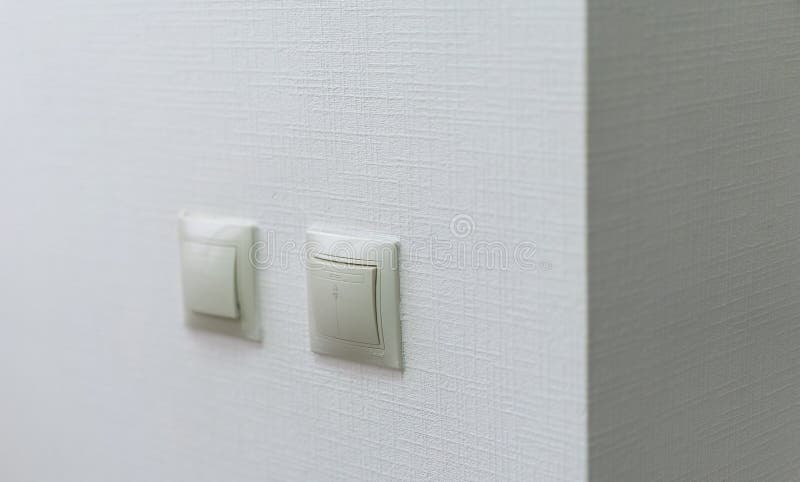 Wall Mounted Light Switches and Switches Stock Photo - Image of closeup ...