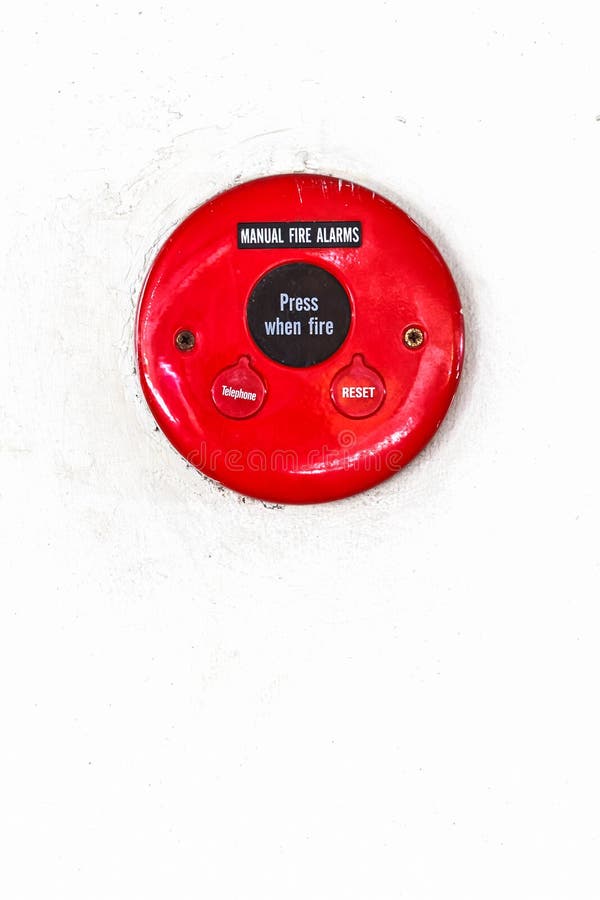 Wall Mounted Manual Fire Alarm Isolated on White Concrete Wall Stock ...