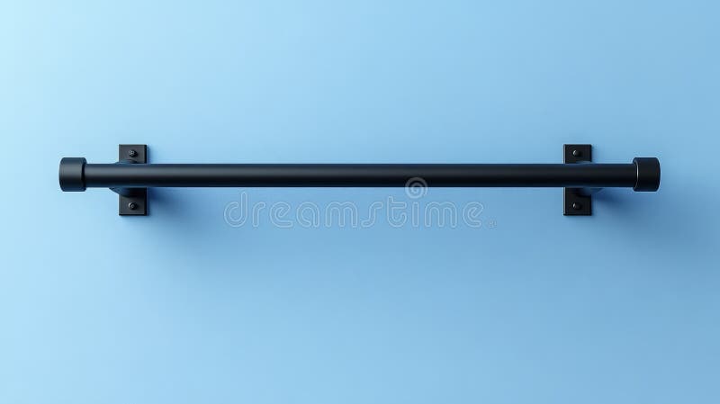 Wall-mounted Metal Handrail on a Blue Background. Stock Image - Image ...