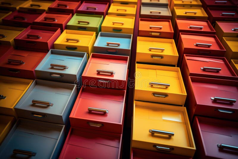 Wall Mounted Multi Color Filing Cabinets, a Drawer with Files Inside is ...