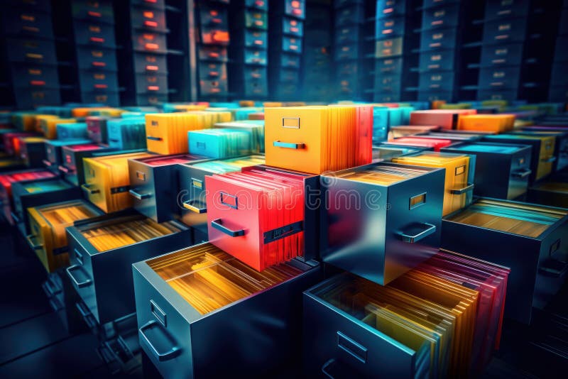 Wall Mounted Multi Color Filing Cabinets, a Drawer with Files Inside is ...