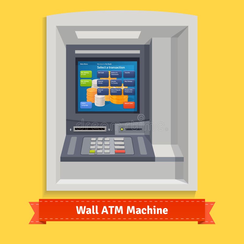 Wall Mounted Outdoor ATM Machine Stock Vector - Illustration of ...