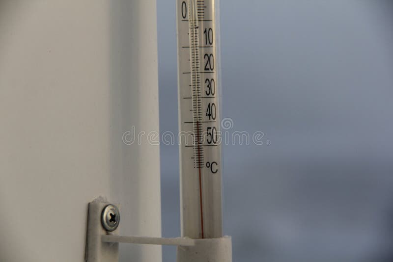 Wall-mounted Outdoor Thermometer Shows - 40 Degrees Stock Image - Image ...