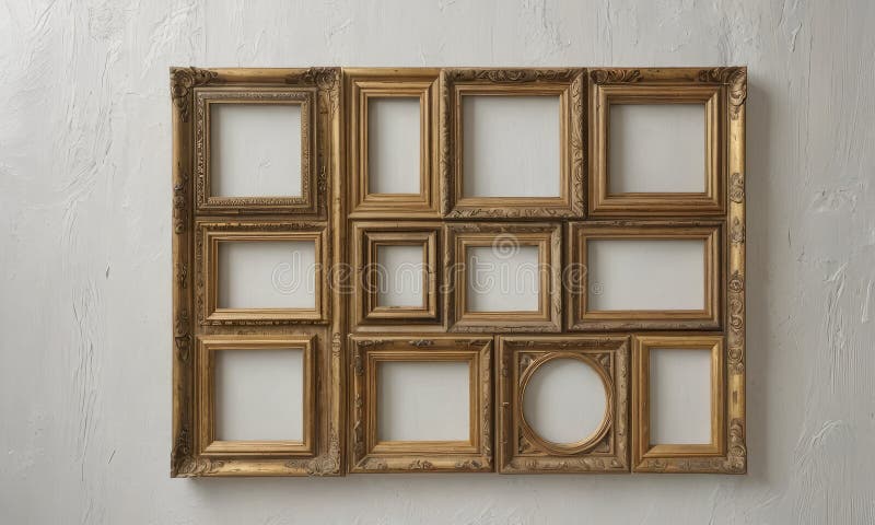 A Wall Mounted Picture Frame with Nine Pictures in it. Stock ...