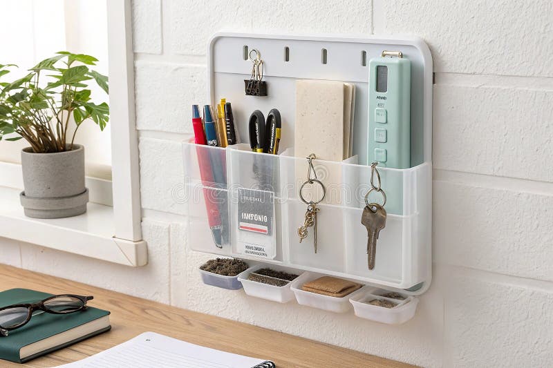 Wall-mounted Plastic Organizer with Compartments Stock Illustration ...