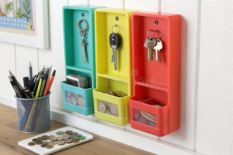 Wall-mounted Plastic Organizer with Compartments Stock Illustration ...