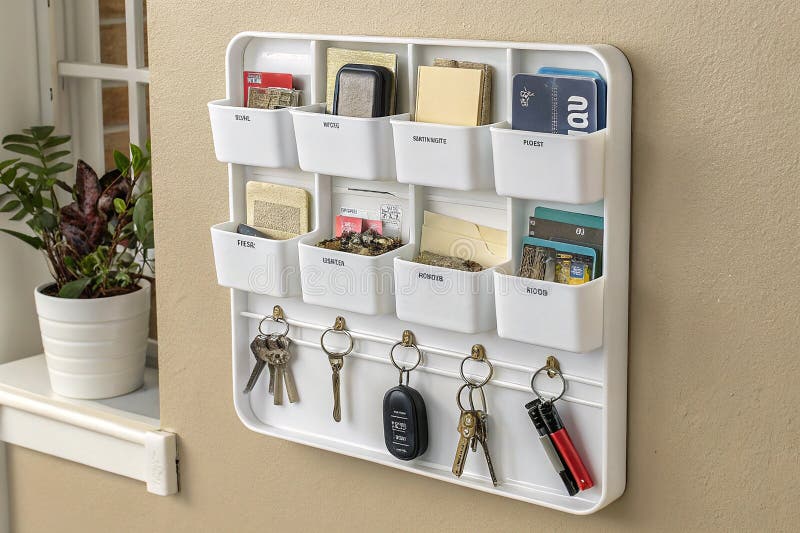 Wall-mounted Plastic Organizer with Compartments Stock Illustration ...