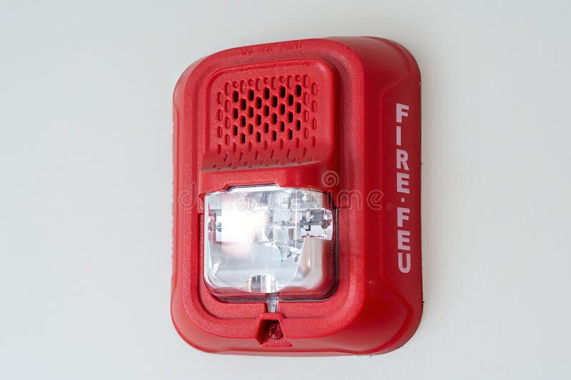 Wall-mounted Red Fire Alarm with Speaker and Strobe Light in a Building Interior Stock Image ...