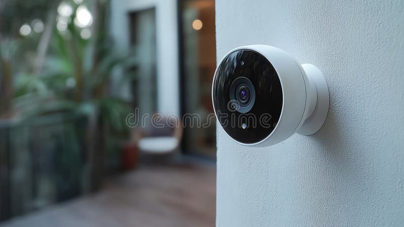 Wall-mounted Security Camera Outdoors Capturing Footage. Stock Photo ...