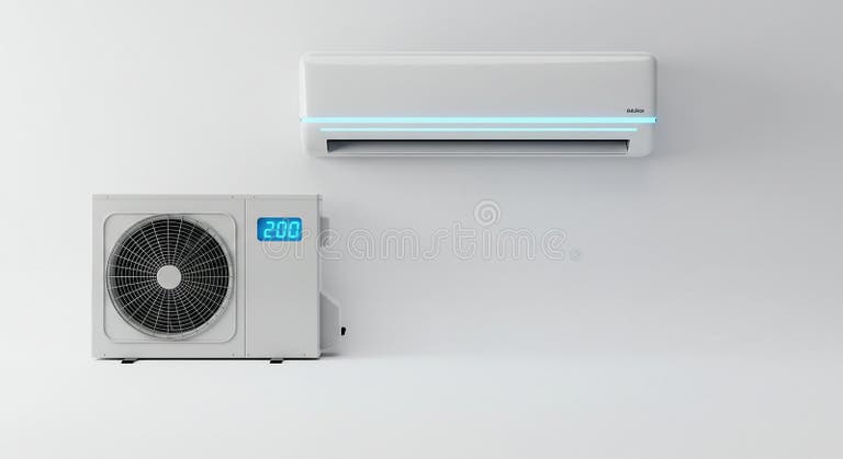 Wall-mounted Split Air Conditioning System with Two Components. Indoor ...