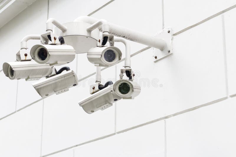 Wall Mounted Surveillance Camera Stock Photo - Image of wall, control ...