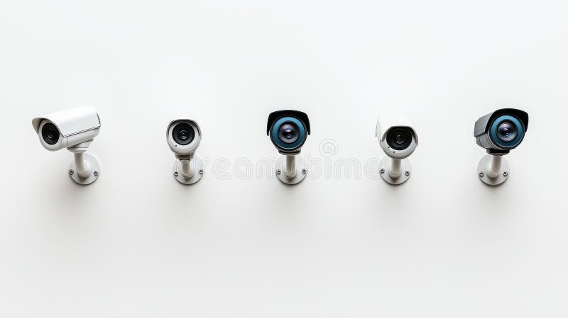 Wall-mounted Surveillance Cameras in a Row for Security Monitoring ...