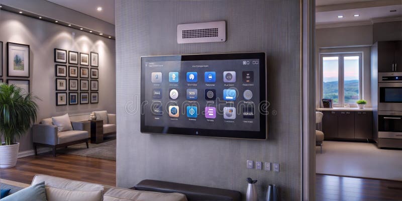 Wall-Mounted Tablet Interface for Seamless Smart Home Management Stock ...