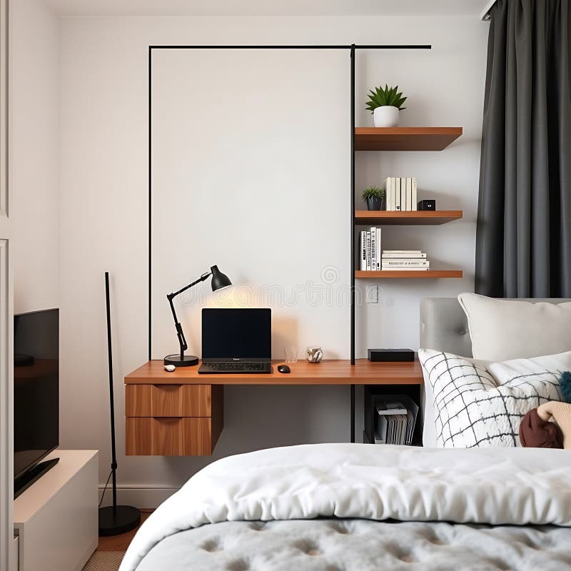 A Wall Mounted Unit with a Built in Workspace in a Small Apartment ...