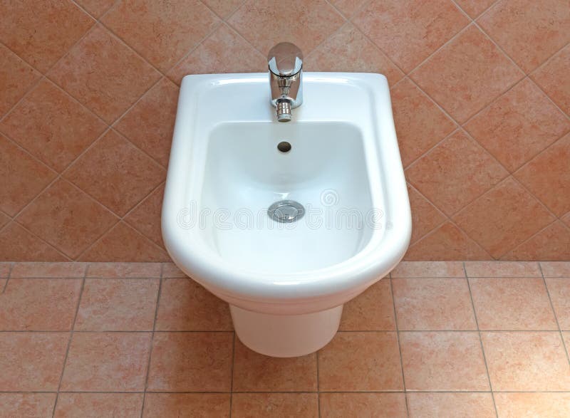 Wall Mounted White Ceramic Bidet Stock Image - Image of tile, hygiene ...