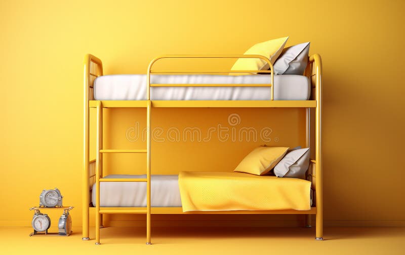 Wall-Mounted Yellow Bunk Bed Innovation -Generative Ai Stock ...