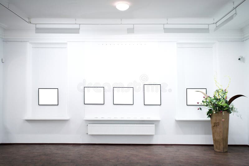 Wall in museum with frames stock photo. Image of exhibition - 5559604