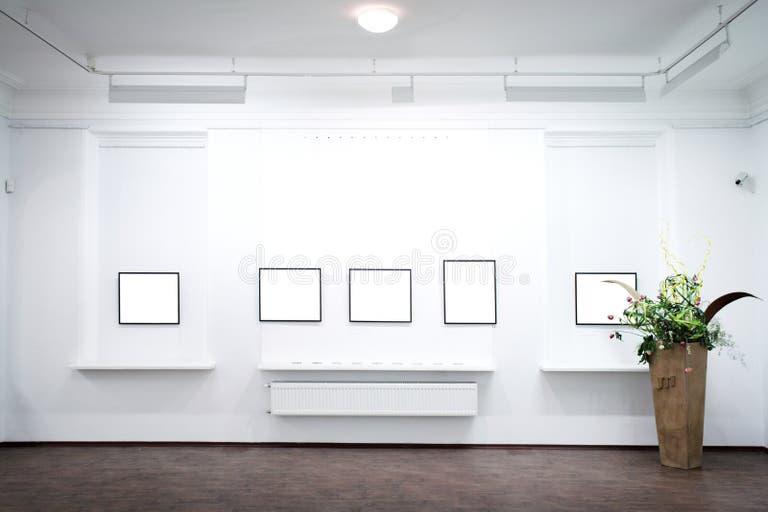 Wall in museum with frames stock photo. Image of exhibition - 5559604