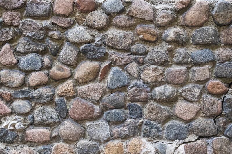Wall of Natural Stone, Large Boulders and Concrete Stock Photo - Image ...