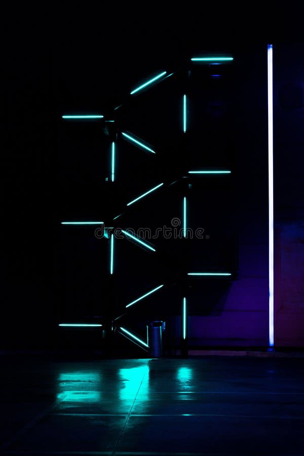 Wall with neon lights stock photo. Image of architecture - 255970498