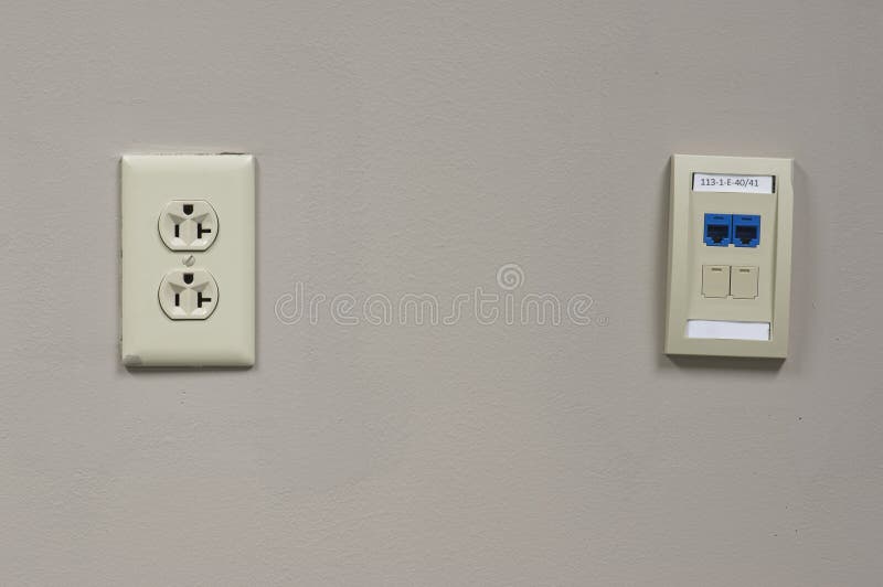 Networking Jack and Electrical Outlet Stock Image - Image of ...