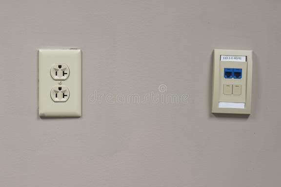 Networking Jack and Electrical Outlet Stock Image - Image of ...