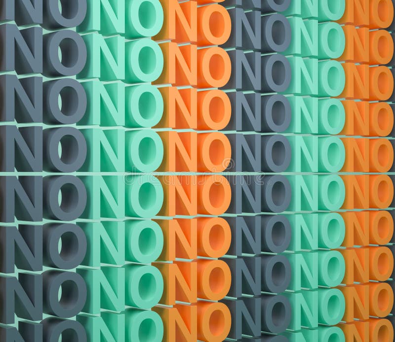 Wall of No in Row, Concept of Negative Response Stock Illustration ...