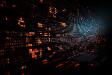 Wall of Numbers and Numbers in Dark Room with Light. Generative AI ...