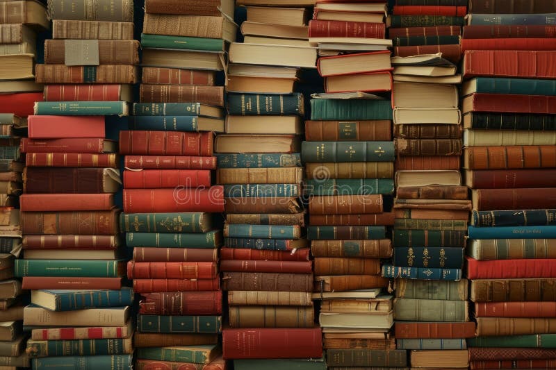 Wall of Old Books Forming a Textured Background Stock Photo - Image of ...