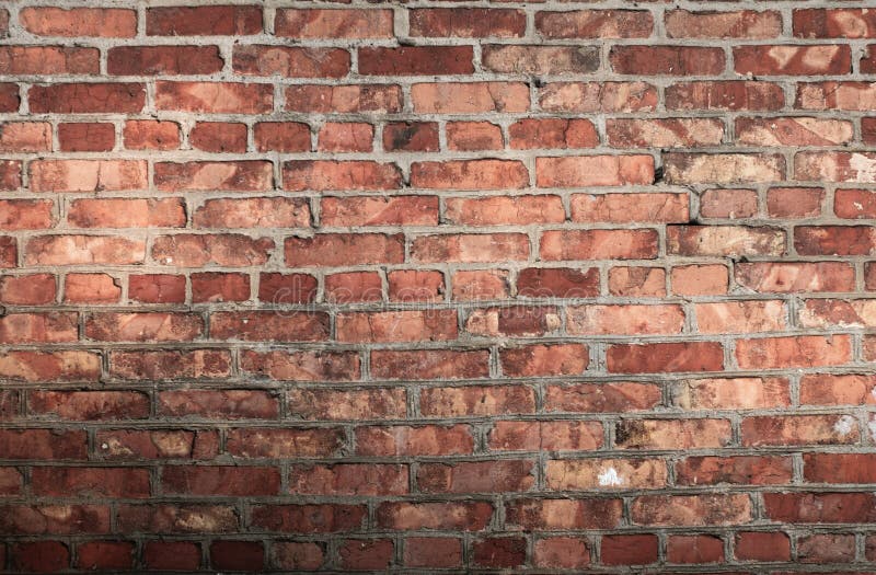 Wall with Old Brickwork, Red Rubbed Bricks Stock Image - Image of brick ...