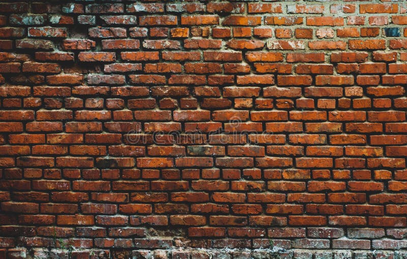Old Brickwork with Red Rough Ribbed Cracked Bricks Stock Photo - Image ...