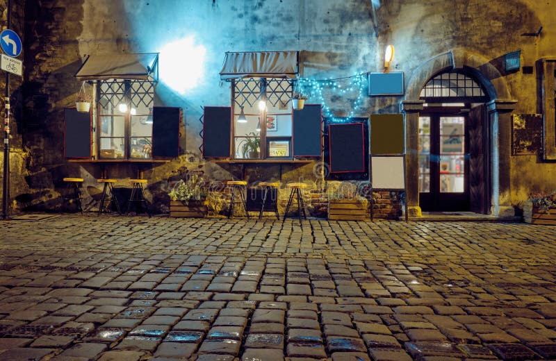 Wall of an Old Building at Night in Krakow Stock Image - Image of ...