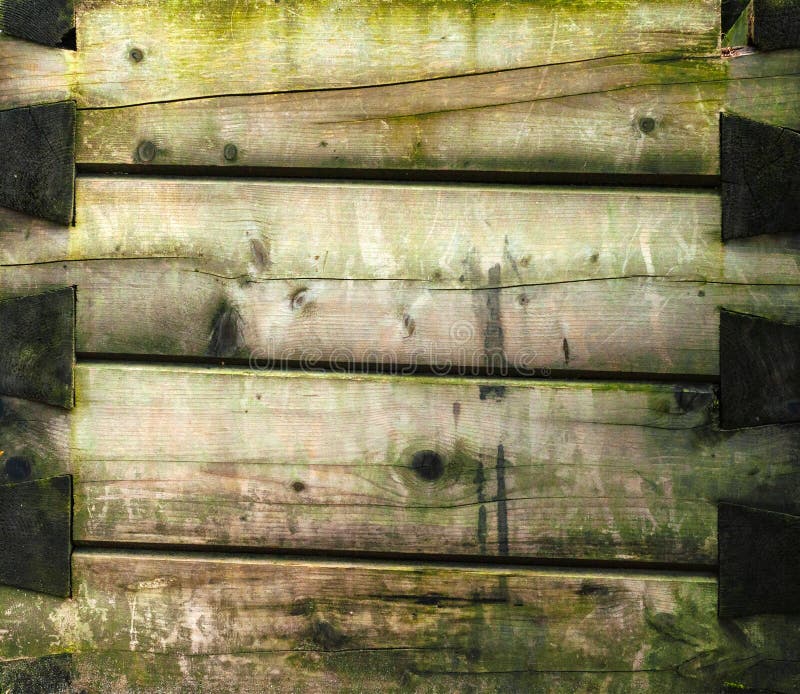 Wall of Old Dark Frayed Gray Logs with Green Moss Stock Image - Image ...