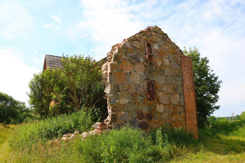 Wall of an Old Destroyed House after the War Stock Photo - Image of ...