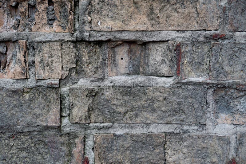 Wall of Old Gray Bricks. Vintage Background. Stock Photo - Image of ...